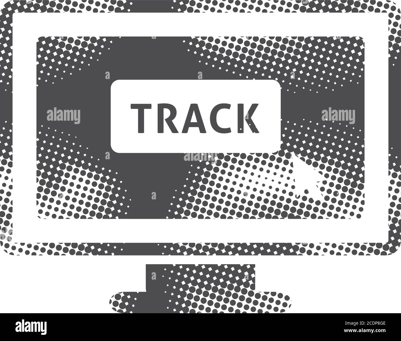 Tracking monitor icon in halftone style. Black and white monochrome ...