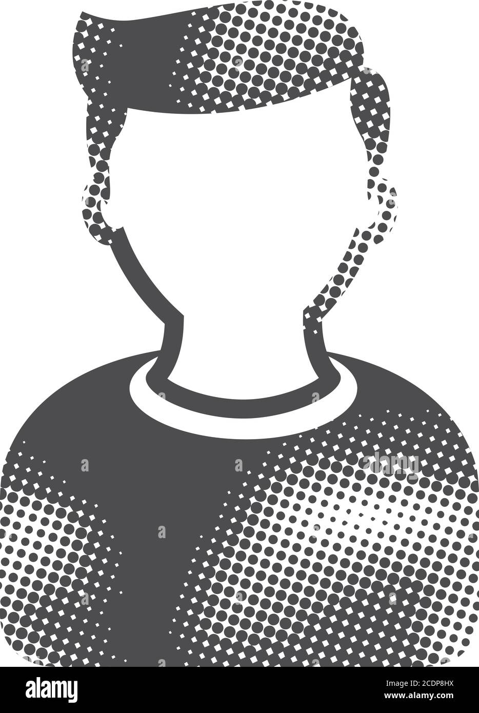 User avatar icon in halftone style. Black and white monochrome vector ...