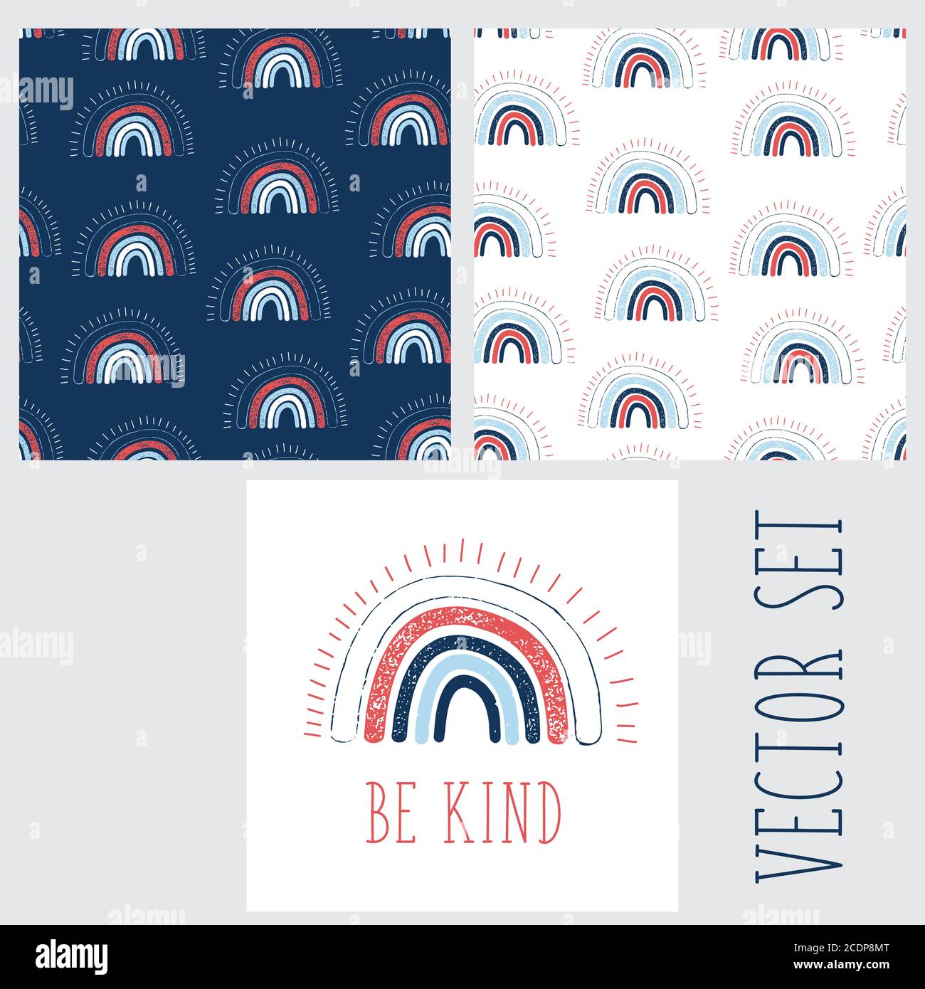 Rainbows seamless pattern set . Be kind illustration. Childish seamless ...