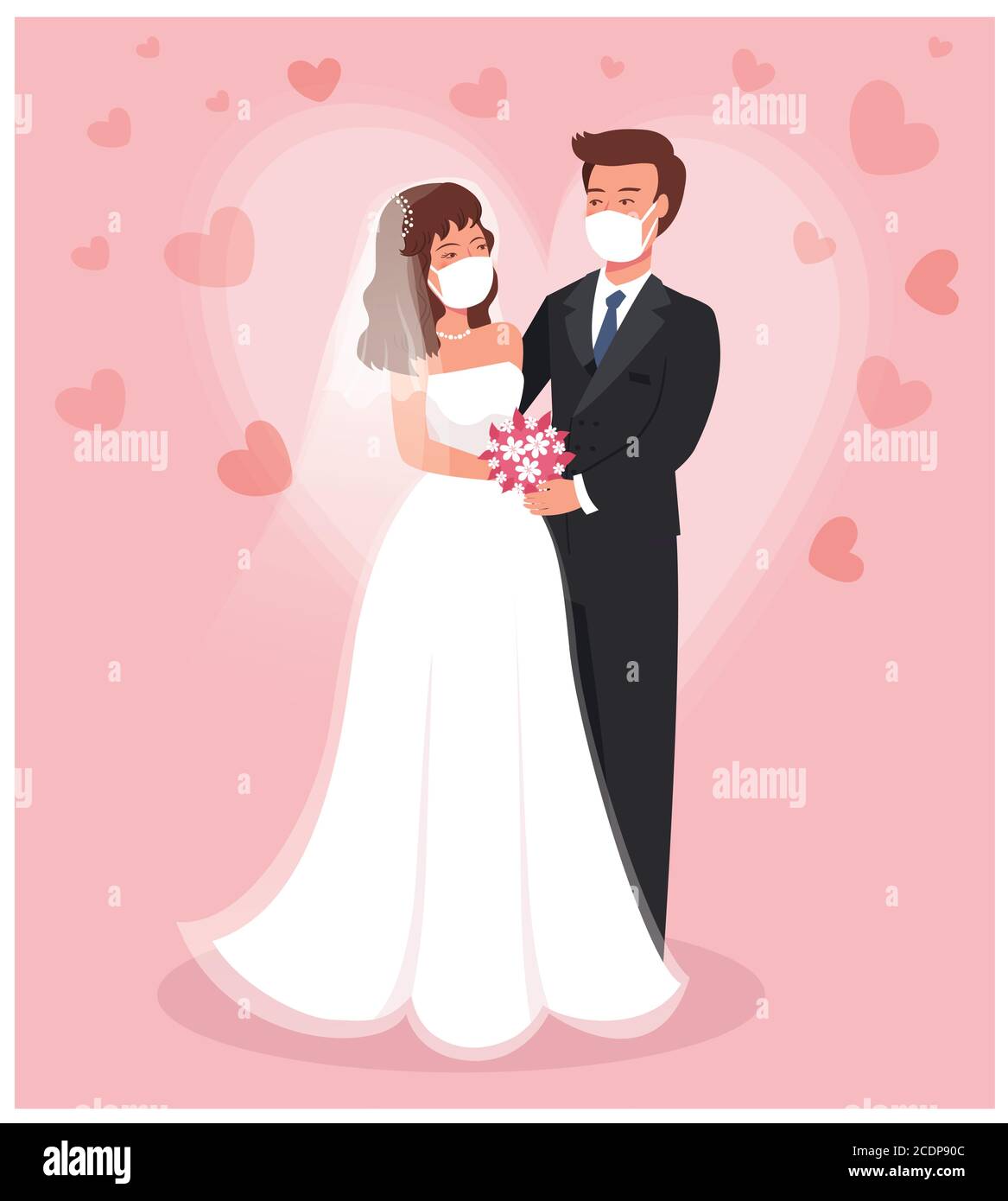 Couple wearing covid 19 face Stock Vector Images - Alamy