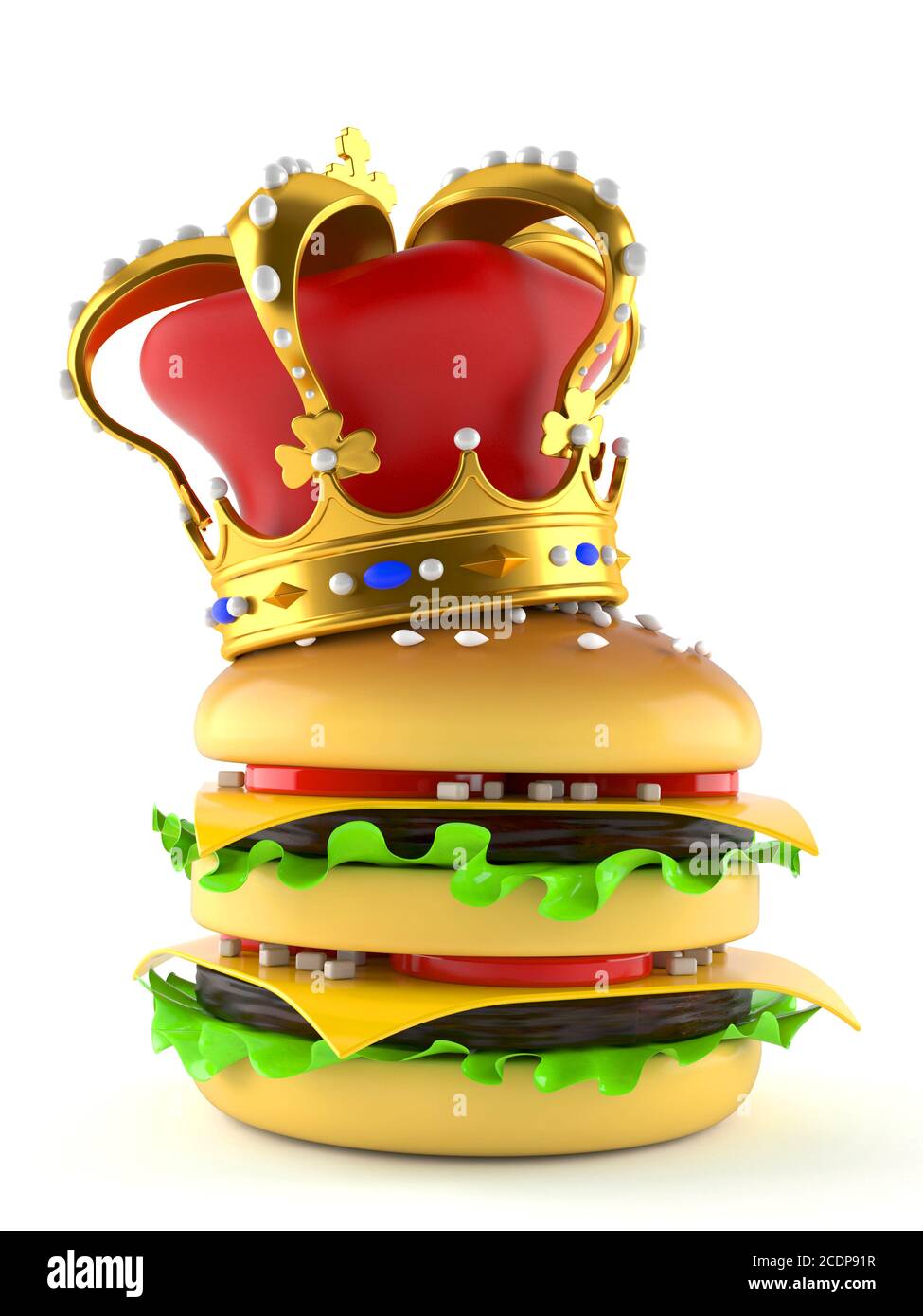 Hamburger with crown isolated on white background Stock Photo - Alamy