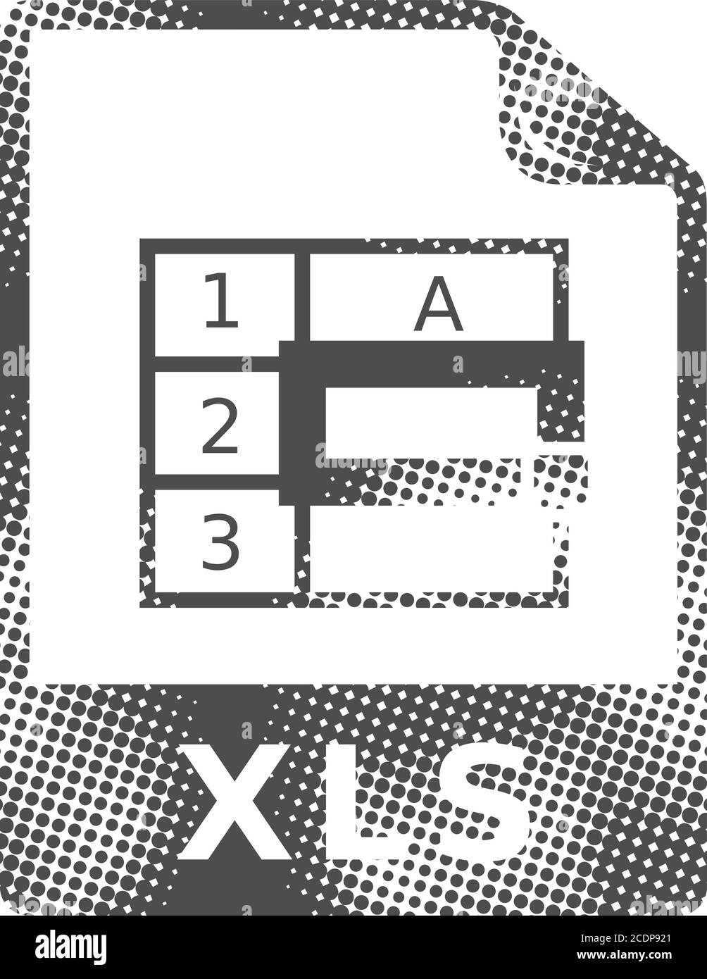 Spreadsheet file icon in halftone style. Black and white monochrome ...