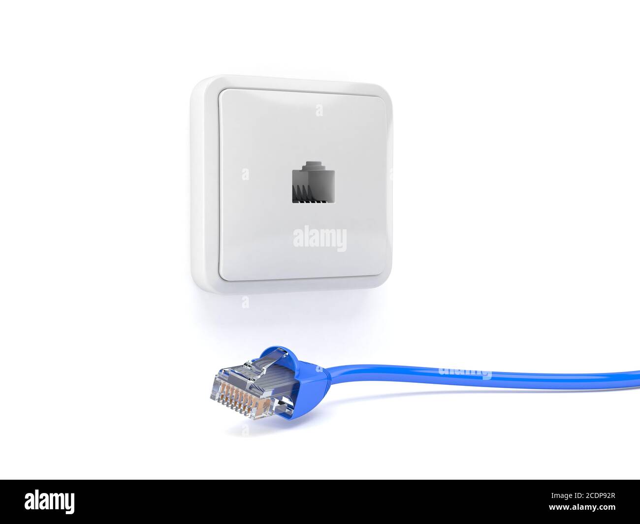 Network socket with network cable isolated on white background Stock ...