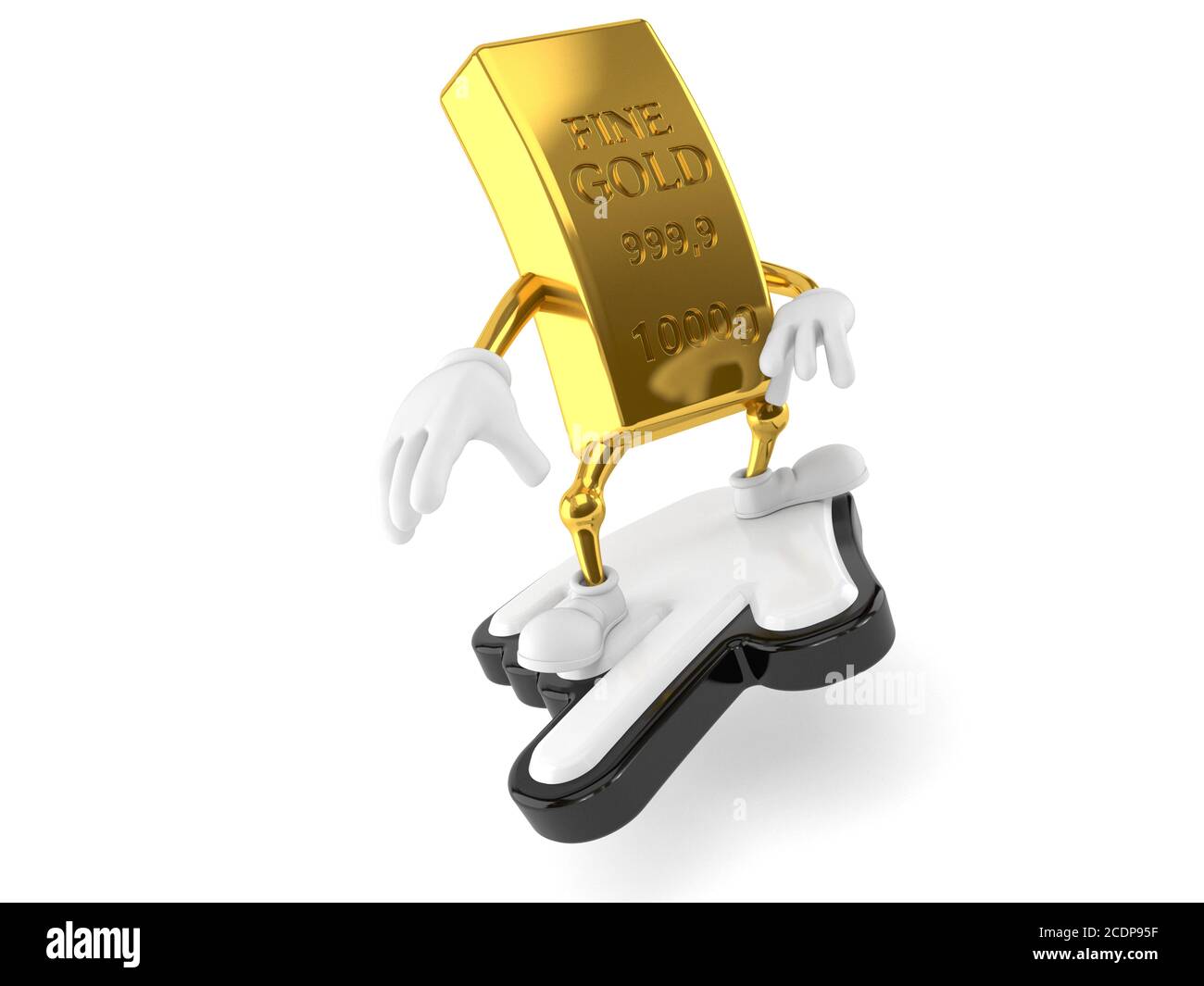 Gold character with cursor isolated on white background Stock Photo - Alamy