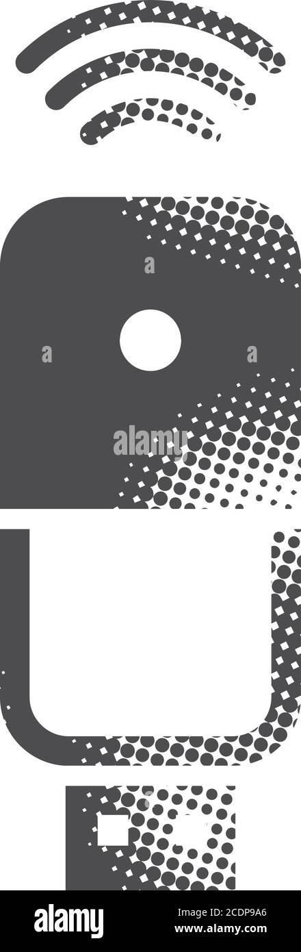 Wireless receiver icon in halftone style. Black and white monochrome ...