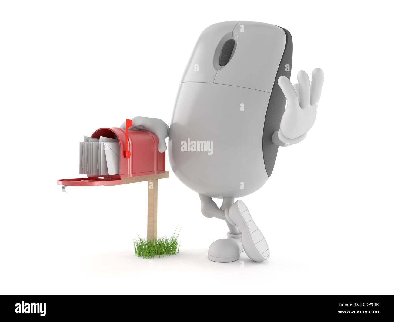 Computer mouse character with mailbox isolated on white background ...