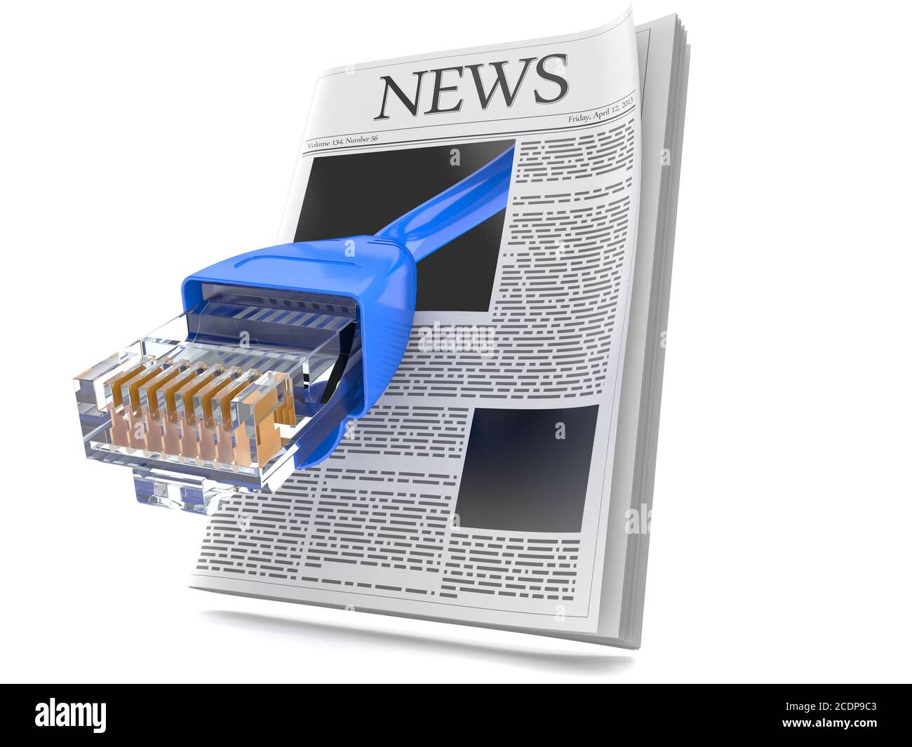 Network cable with newspaper isolated on white background Stock Photo ...