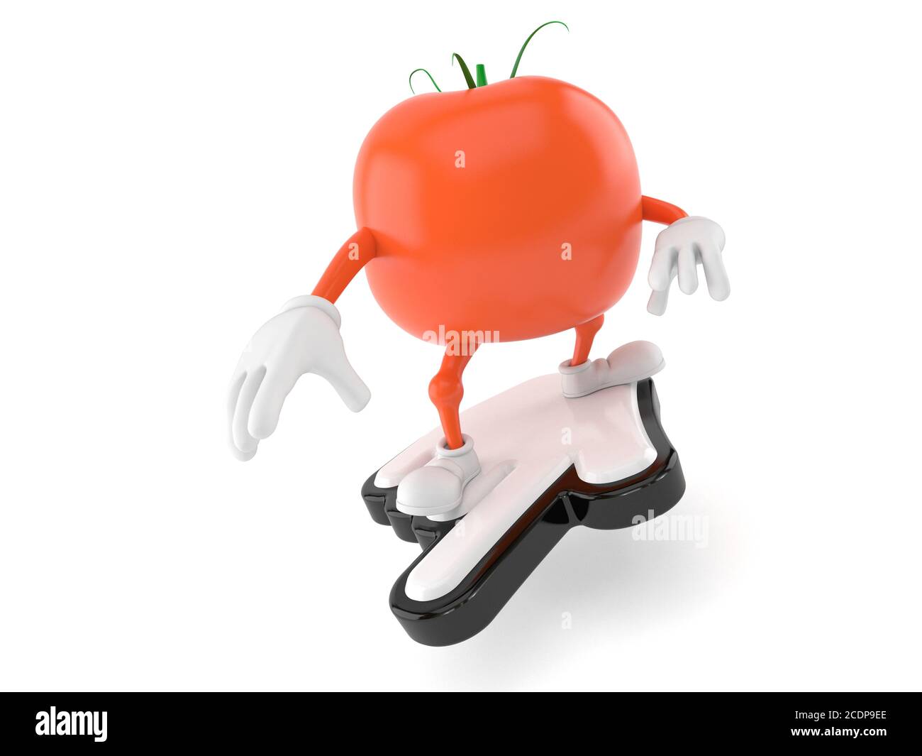 Tomato character surfing on cursor on white background Stock Photo - Alamy