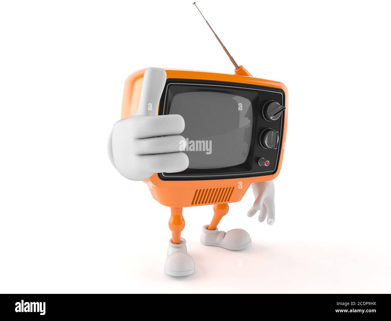 Retro TV character with thumbs up isolated on white background Stock ...