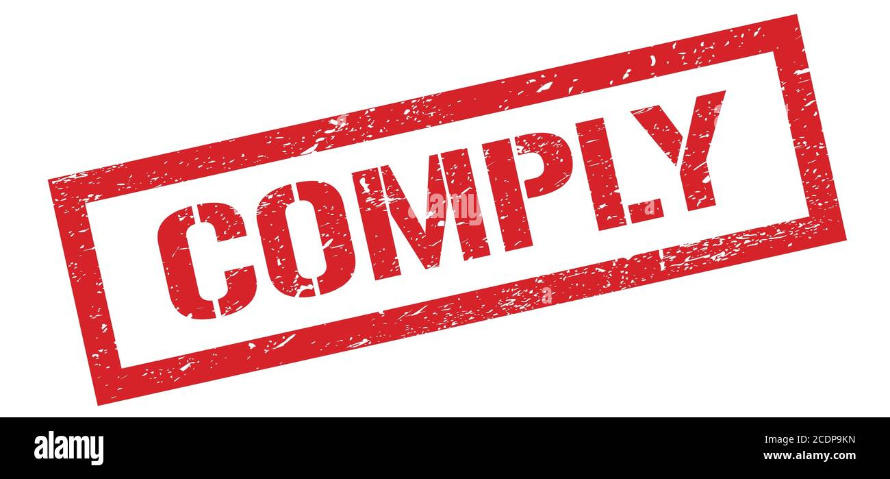 COMPLY red grungy rectangle stamp sign Stock Photo - Alamy