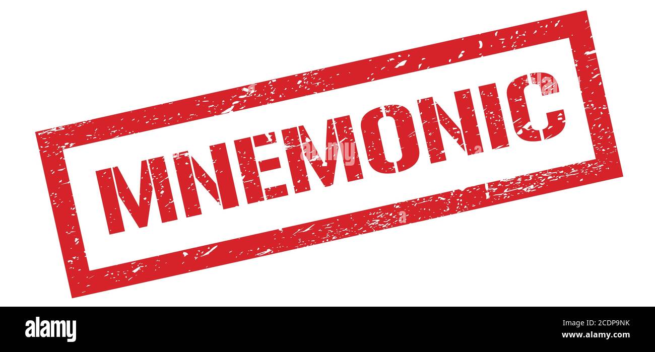 MNEMONIC red grungy rectangle stamp sign Stock Photo - Alamy