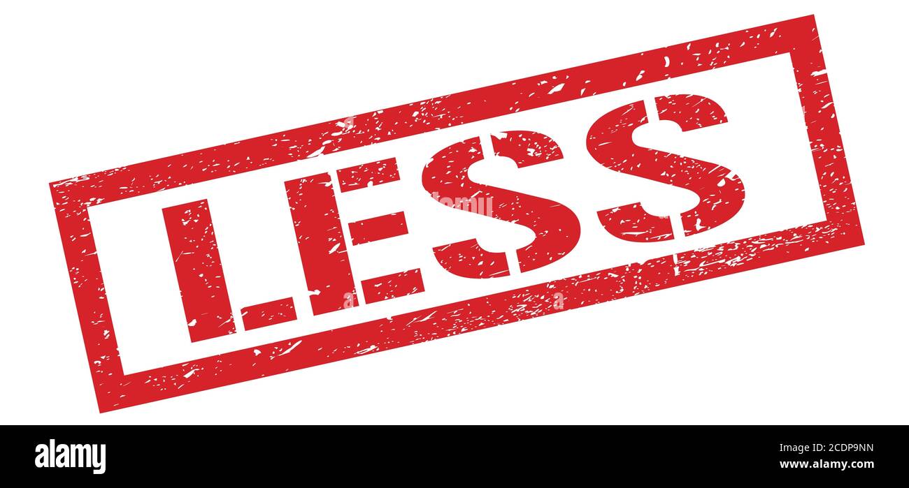 LESS red grungy rectangle stamp sign Stock Photo - Alamy