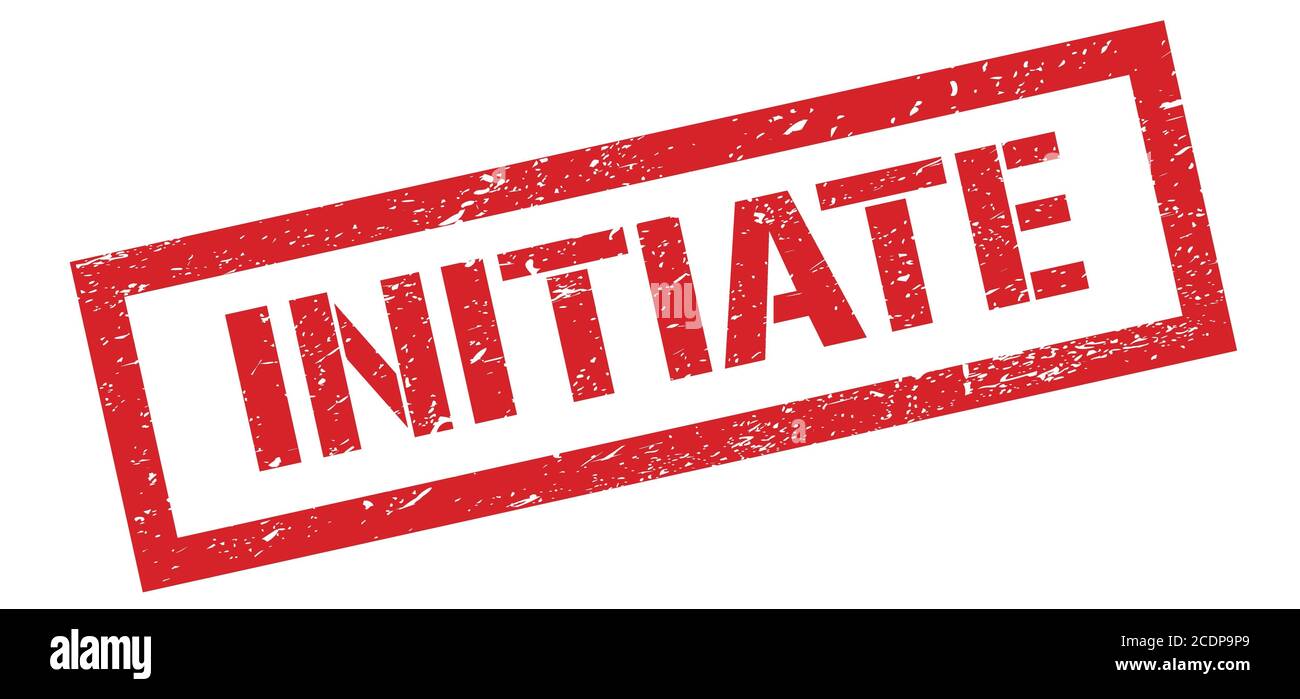 INITIATE red grungy rectangle stamp sign Stock Photo - Alamy