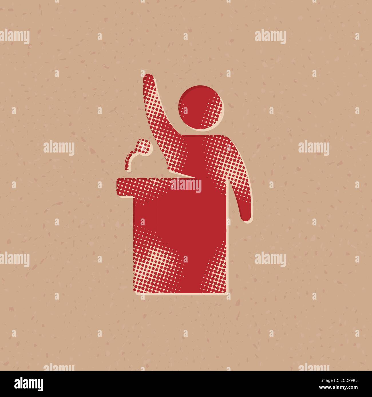 Auctioneer icon in halftone style. Grunge background vector ...