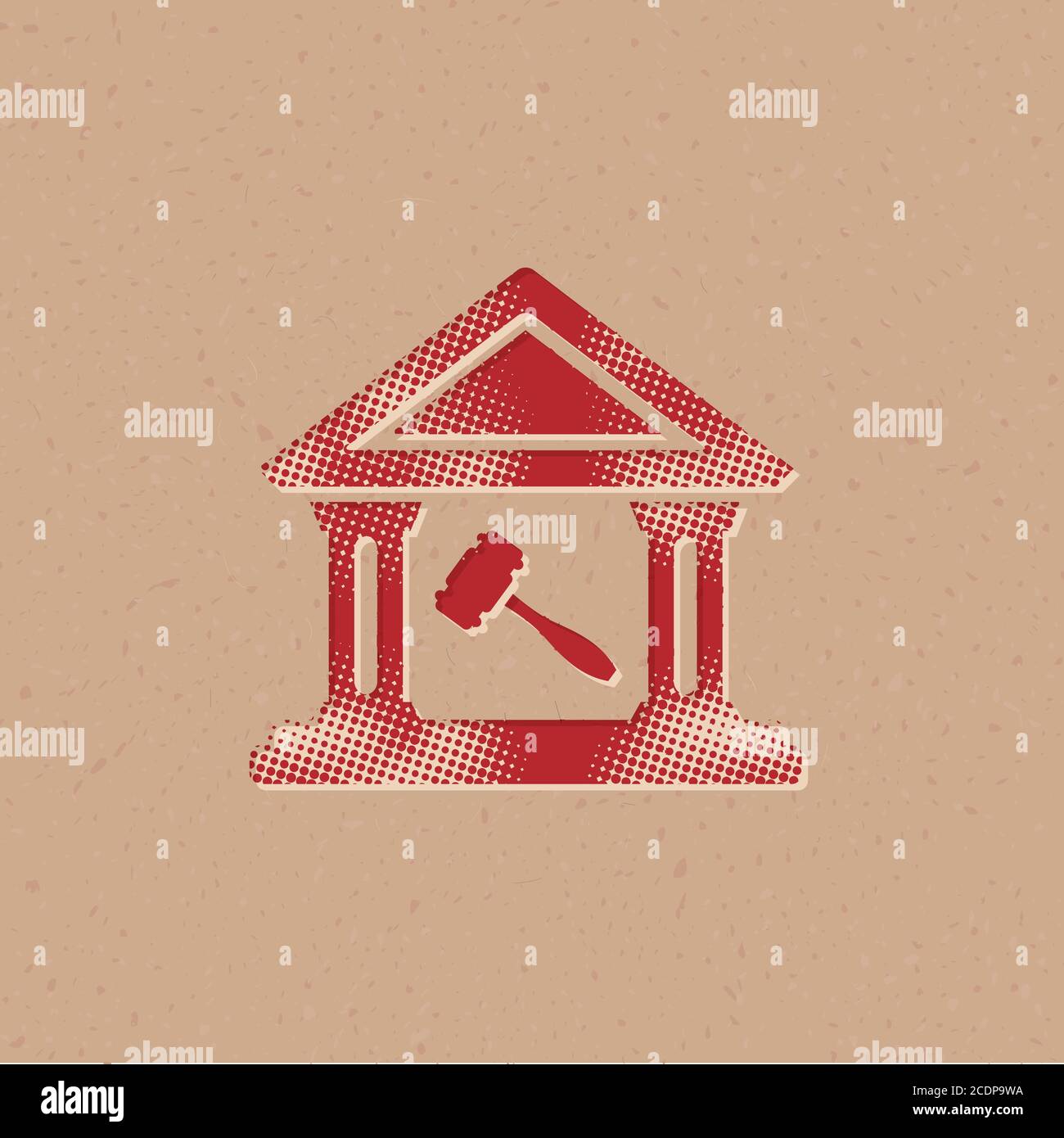 Auction house icon in halftone style. Grunge background vector ...