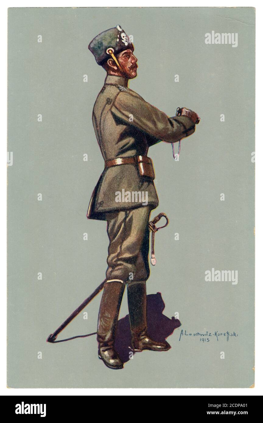 German historical postcard: The Prussian cavalry, hussars of death ...