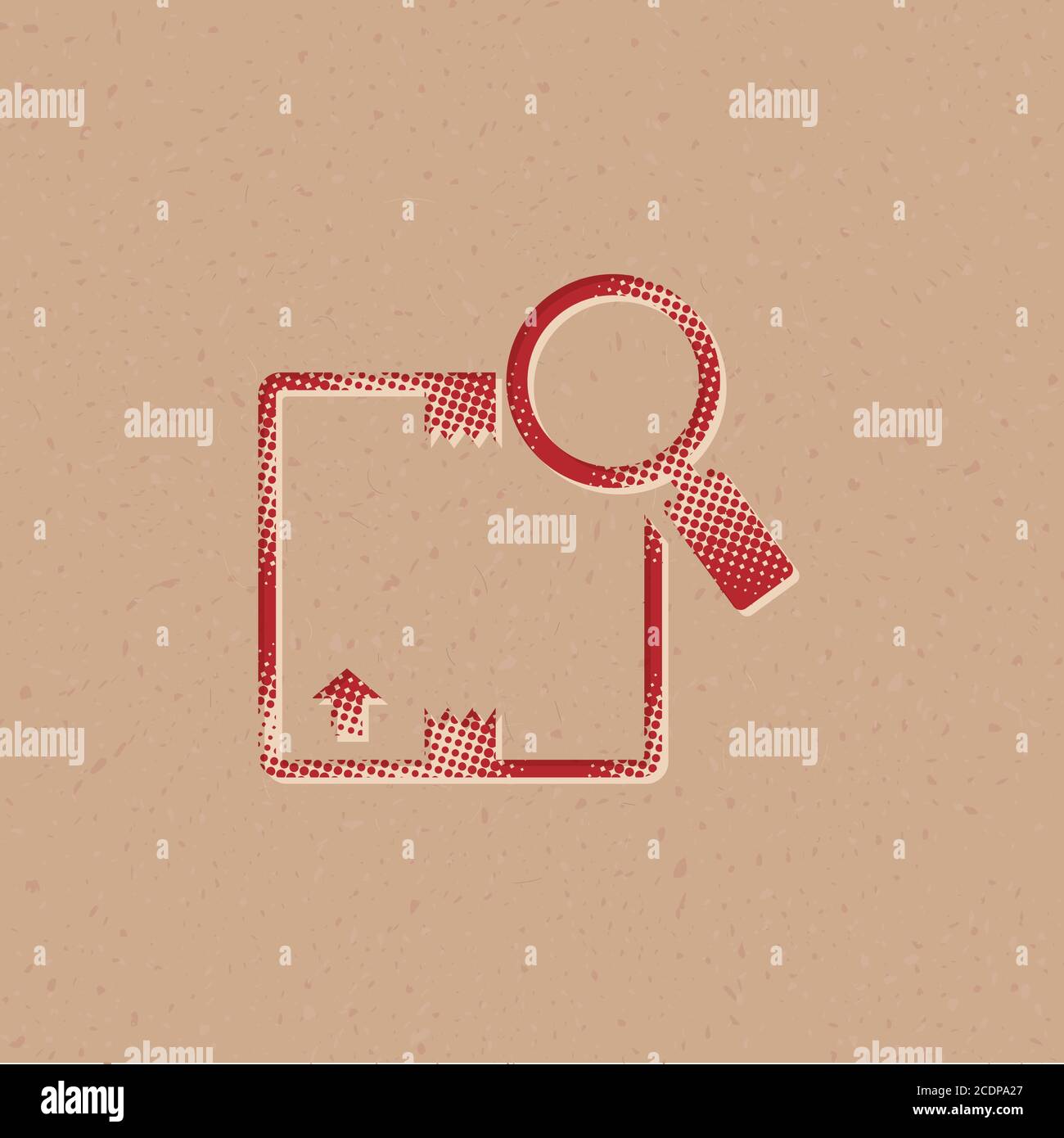 Parcel tracking icon in halftone style. Grunge background vector ...