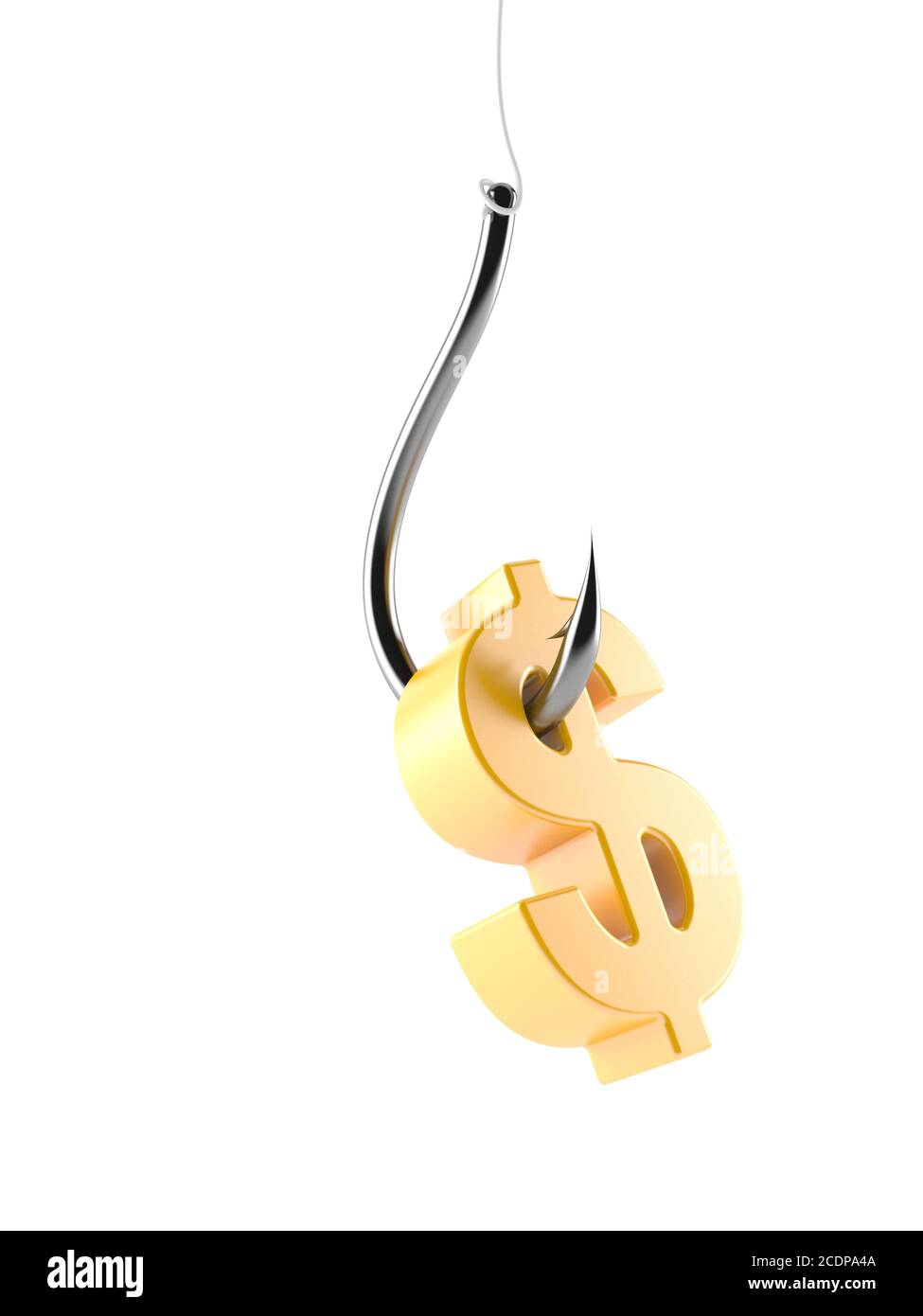 Fishing hook with dollar symbol isolated on white background Stock ...