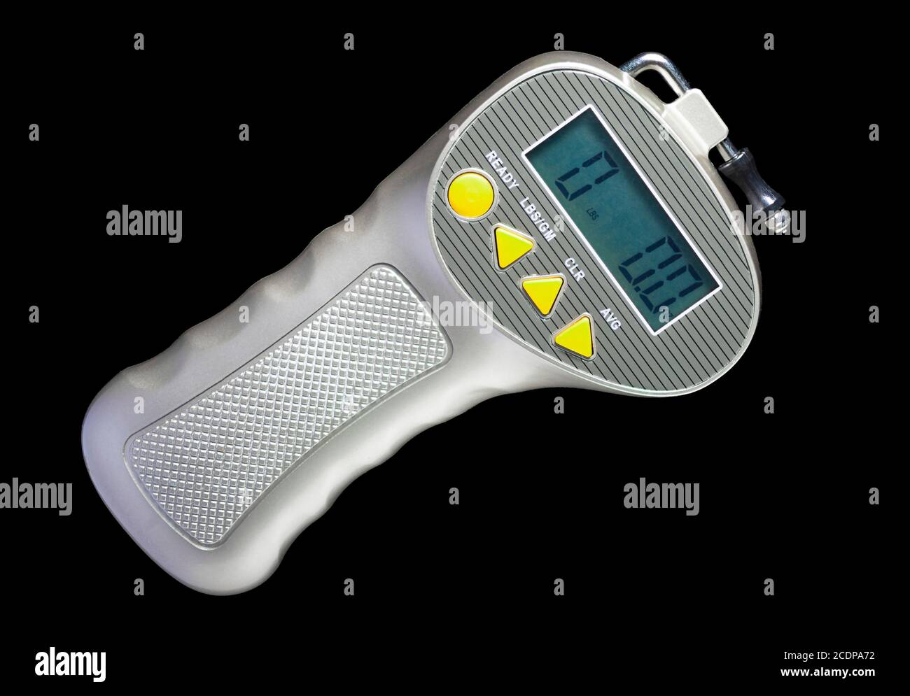 Trigger pull gauge with display on with a black background Stock Photo ...