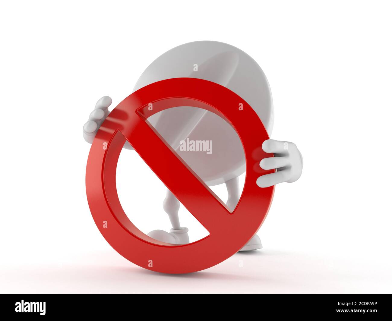 Tablet character with forbidden sign isolated on white background Stock ...