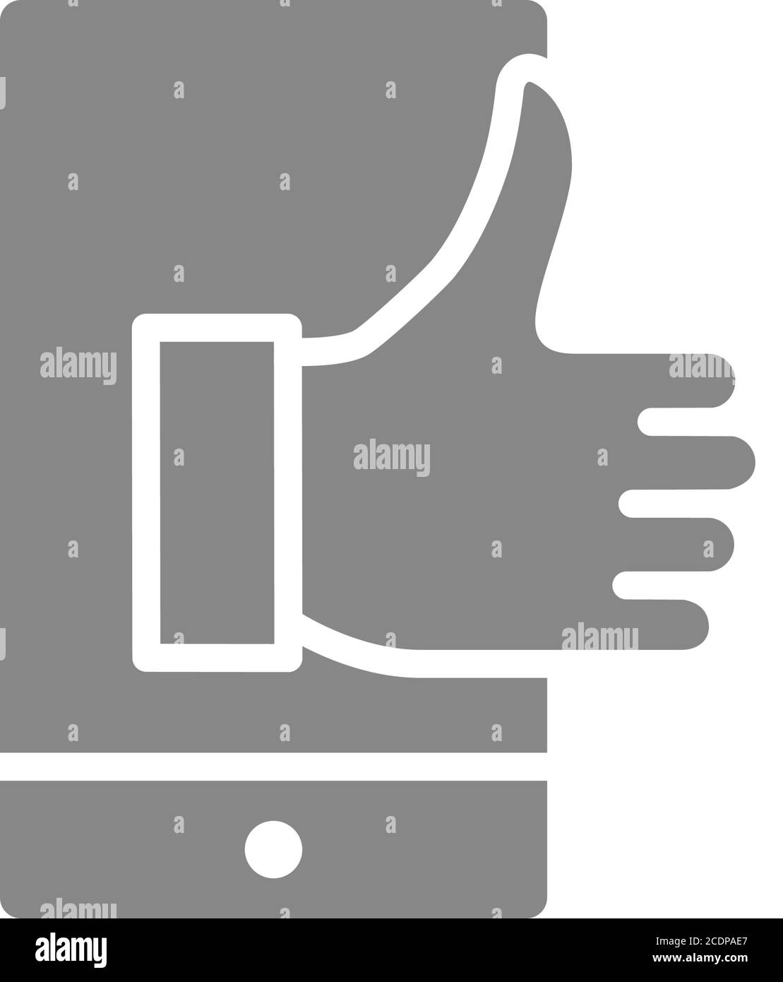 Phone with thumb up, like gray icon. Approve app, best mobile symbol ...