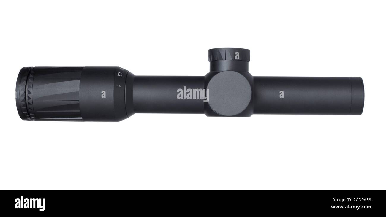 Scope for a high-powered rifle isolated on white Stock Photo - Alamy