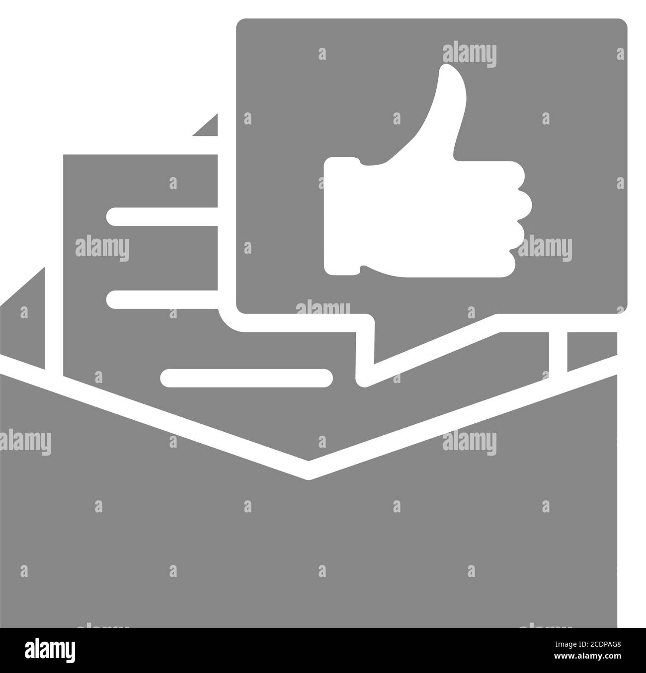 Recommendation letter gray icon. Letter with thumb up in speech bubble ...