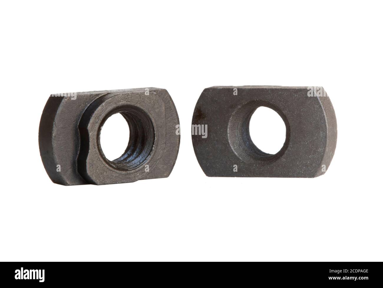 Nuts to hold an aftermarket rail on an assault rifle isolated on white ...