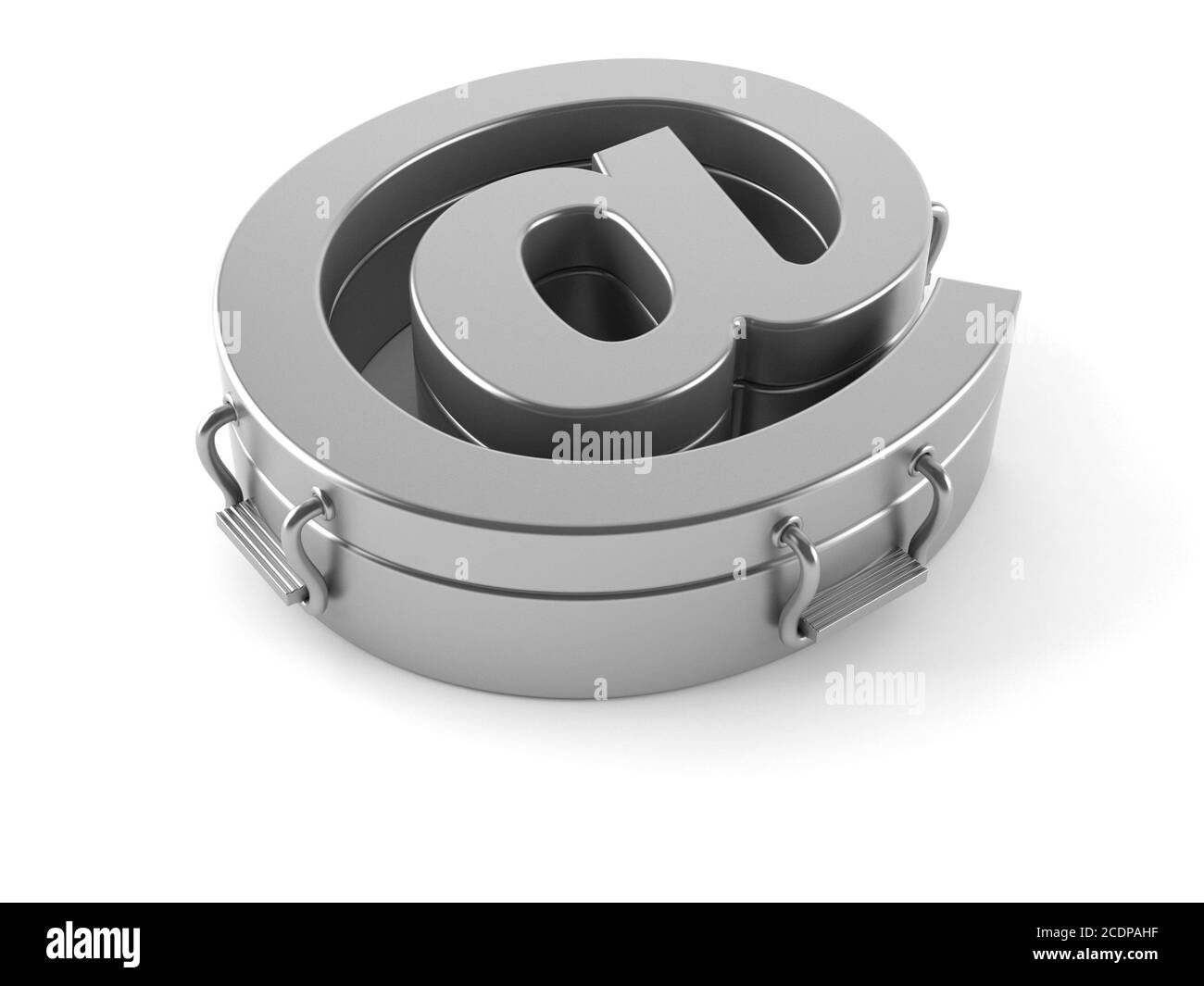Metal email symbol isolated on white background Stock Photo - Alamy