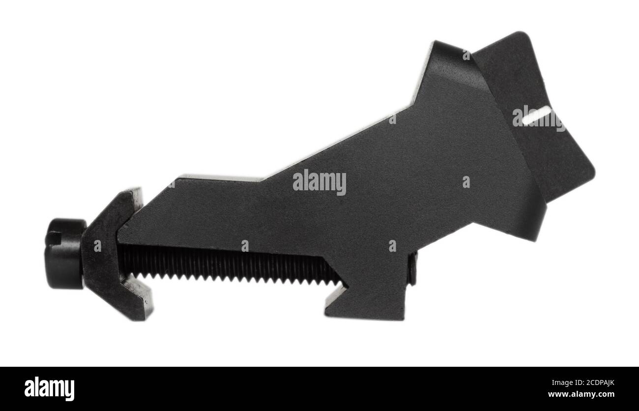 Forty five degree offset iron sights for an AR-15 isolated on white ...