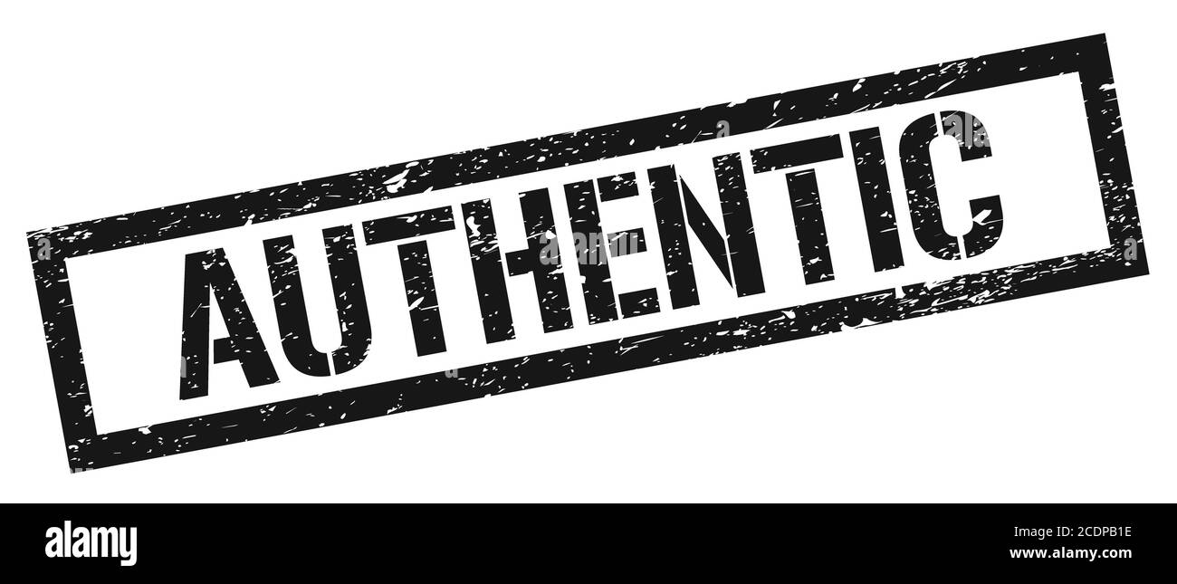 AUTHENTIC black grungy rectangle stamp sign Stock Photo - Alamy
