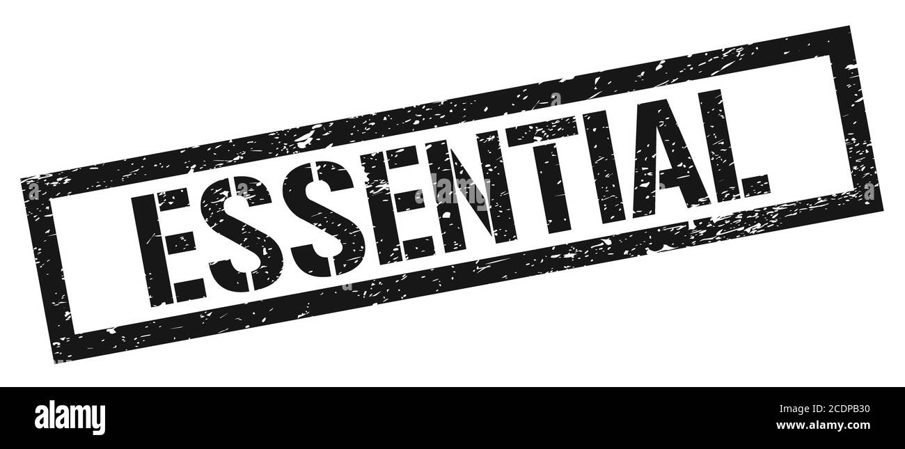 ESSENTIAL black grungy rectangle stamp sign Stock Photo - Alamy