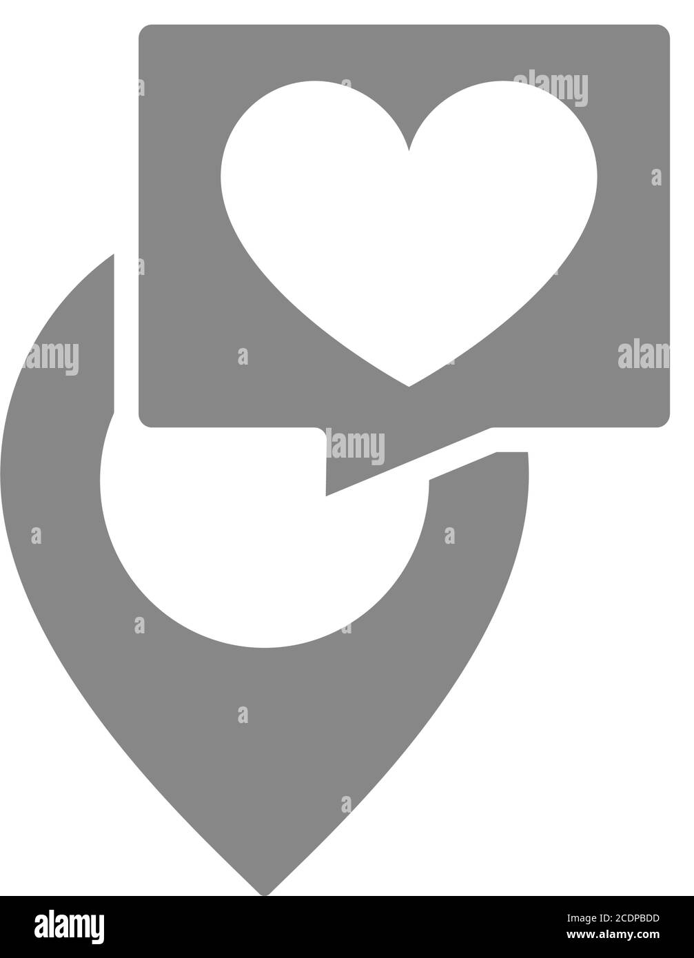 Location of lovely place grey icon. Speech bubble with heatr, like ...