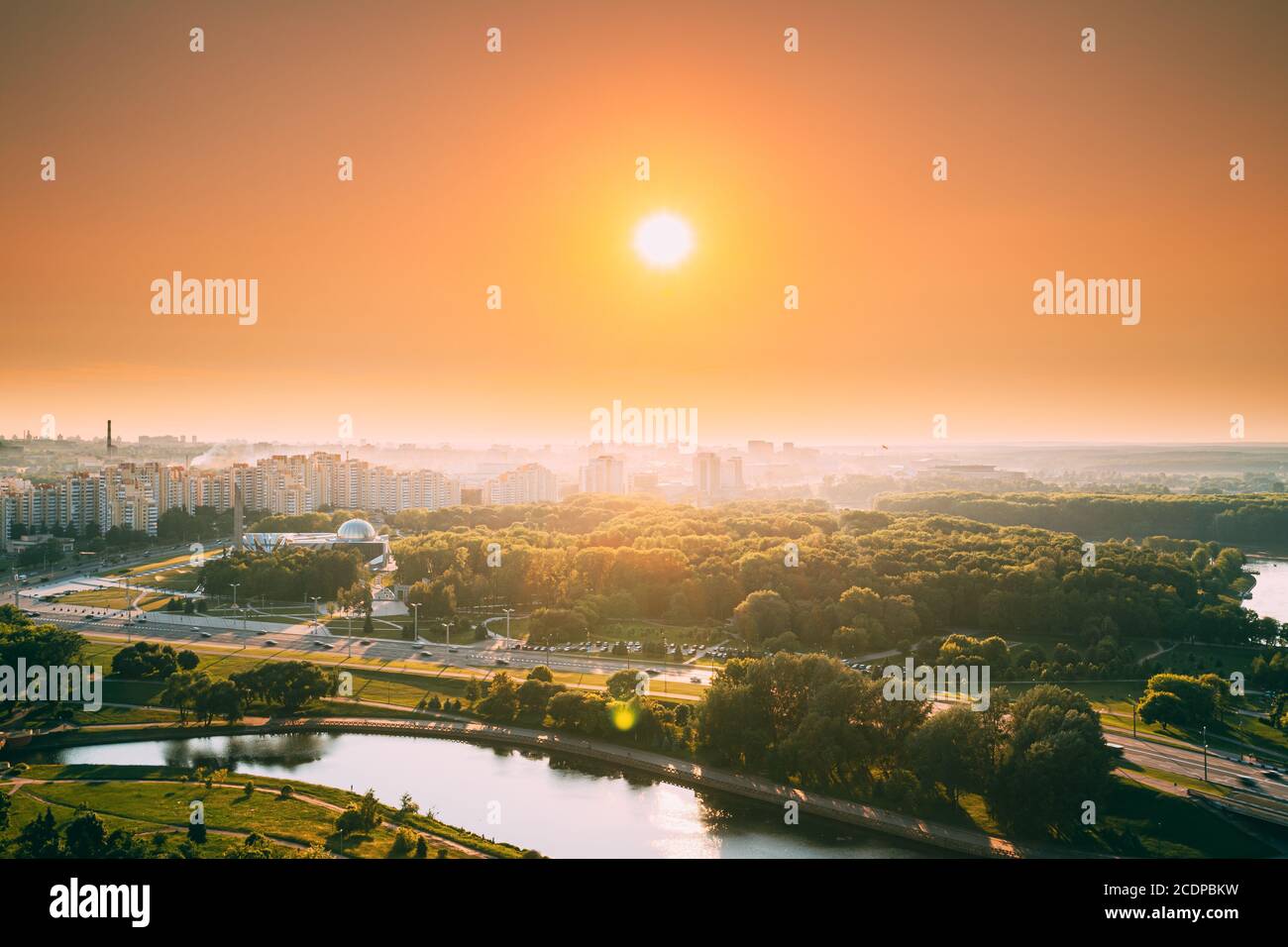 Minsk, Belarus. Top view, cityscape of Minsk, Belarus. Summer season ...