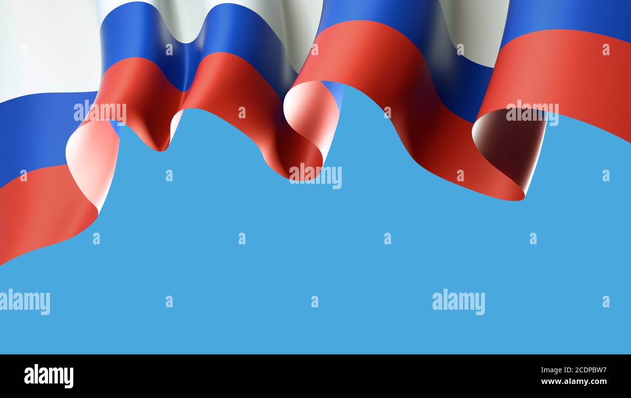 Waving flag of russia on blue sky for banner design. Waving national ...