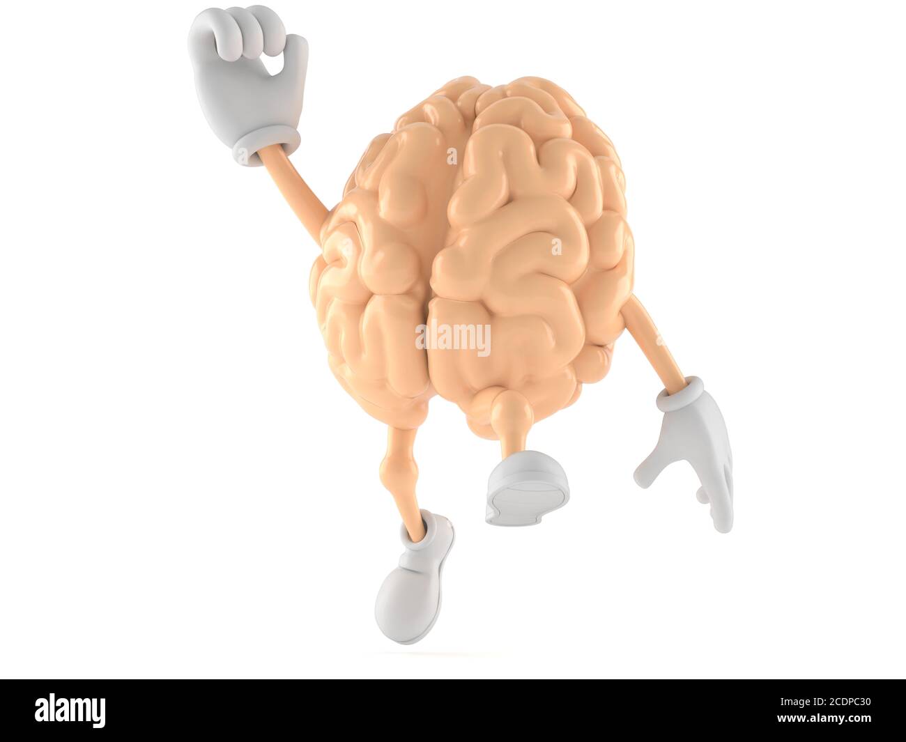 Brain character jumping in joy isolated on white background Stock Photo ...