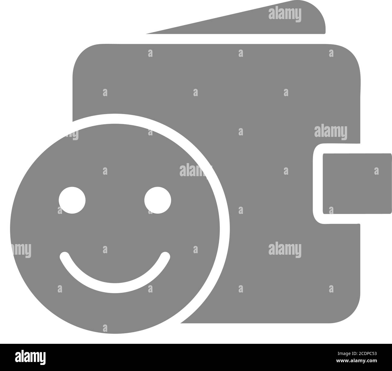 Wallet with happy face grey icon. Money insurance sign. Like, positive ...
