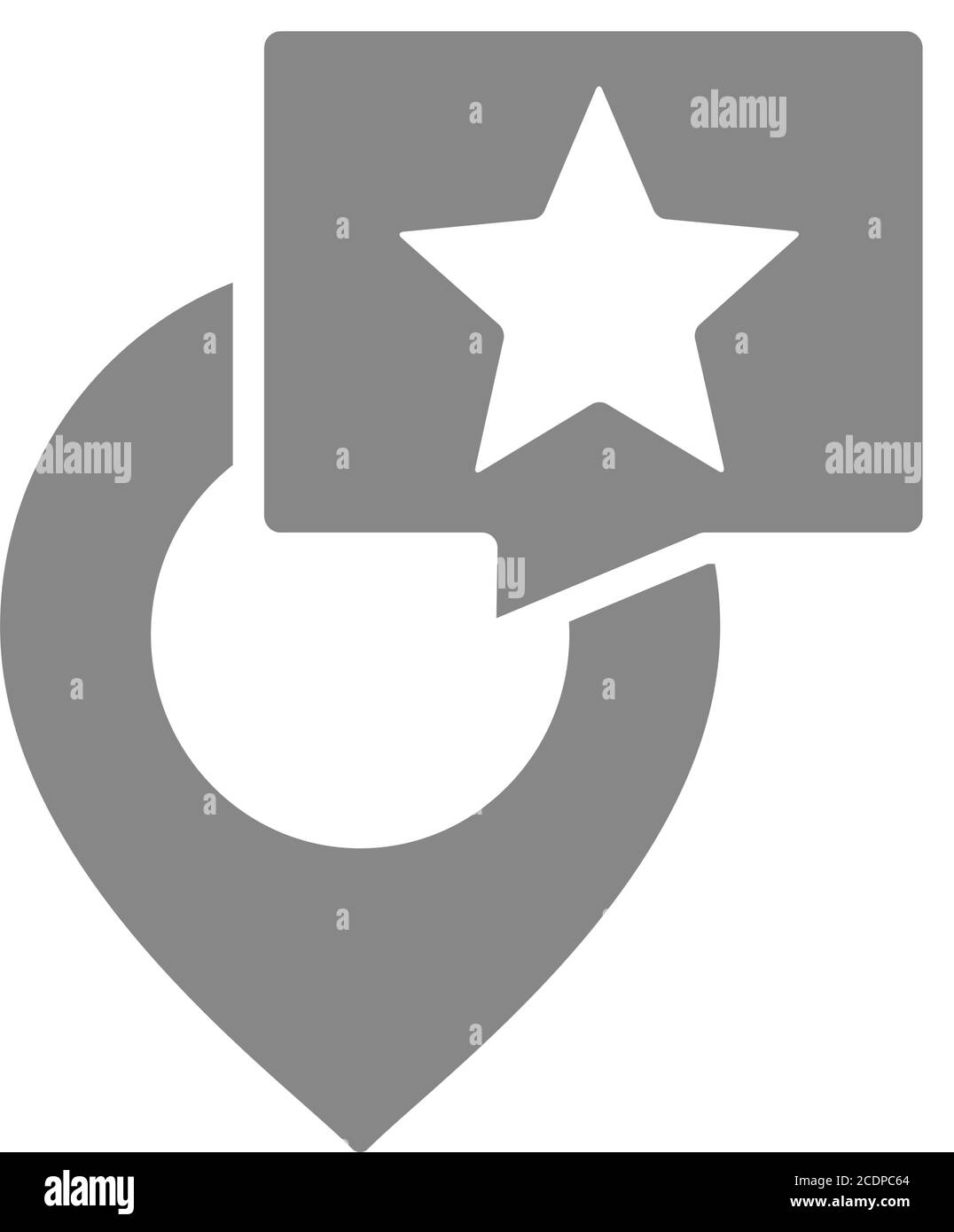 Location of best place grey icon. Speech bubble with star, like, rating ...