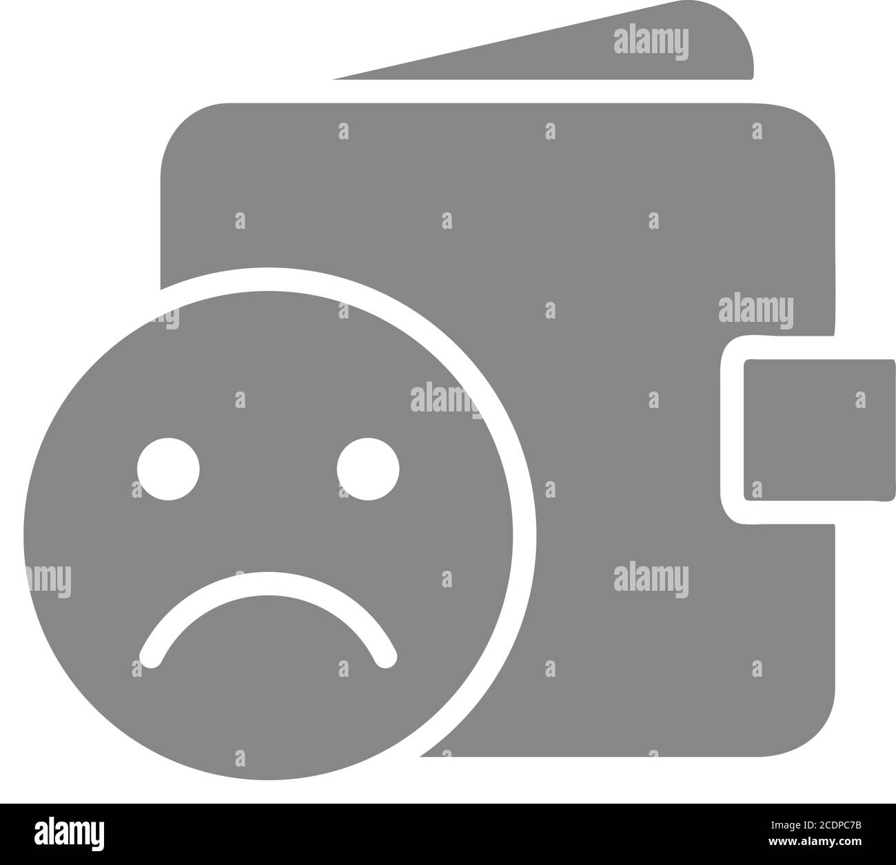 Wallet with sad face grey icon. Bankruptcy sign. Dislike, negative ...