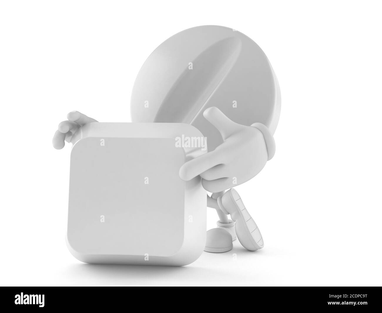Tablet character with blank keyboard key isolated on white background ...