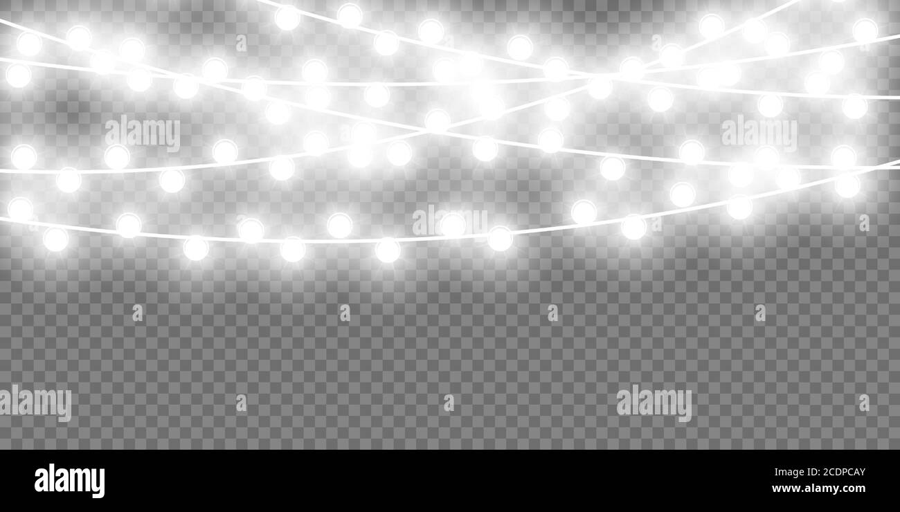 Xmas garlands. Christmas lights. Glowing light for holiday greeting ...