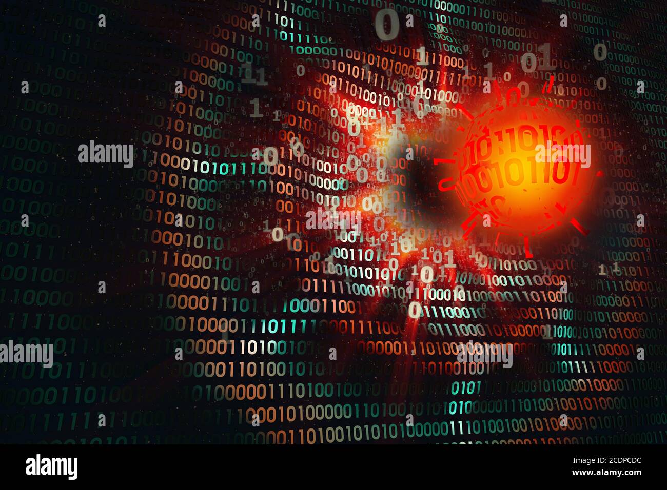 virus hacking into a protected computer, technological background with ...