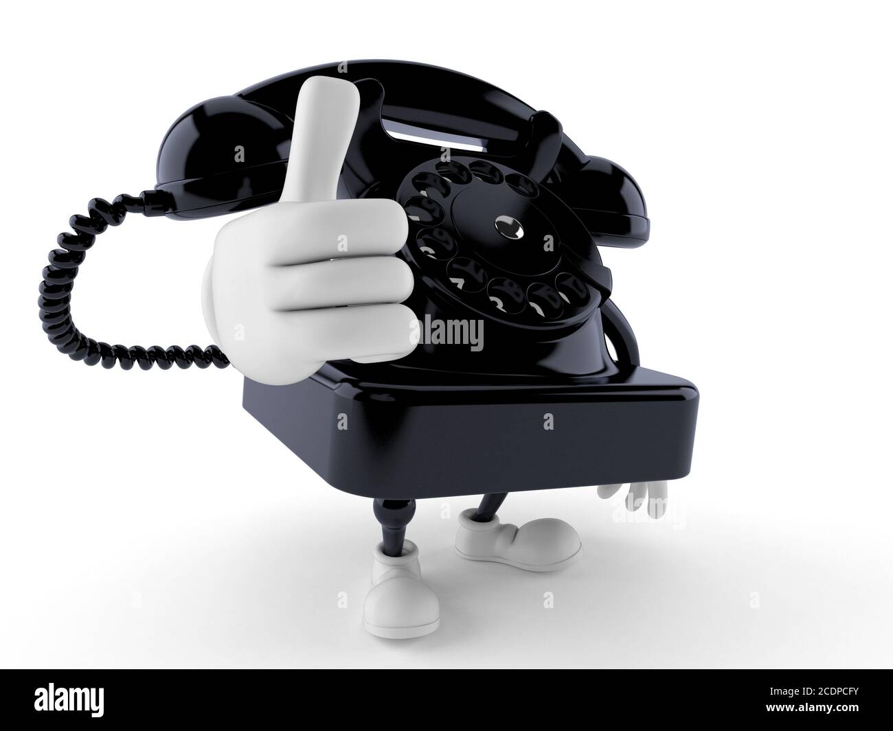 Telephone character with thumbs up gesture isolated on white background ...