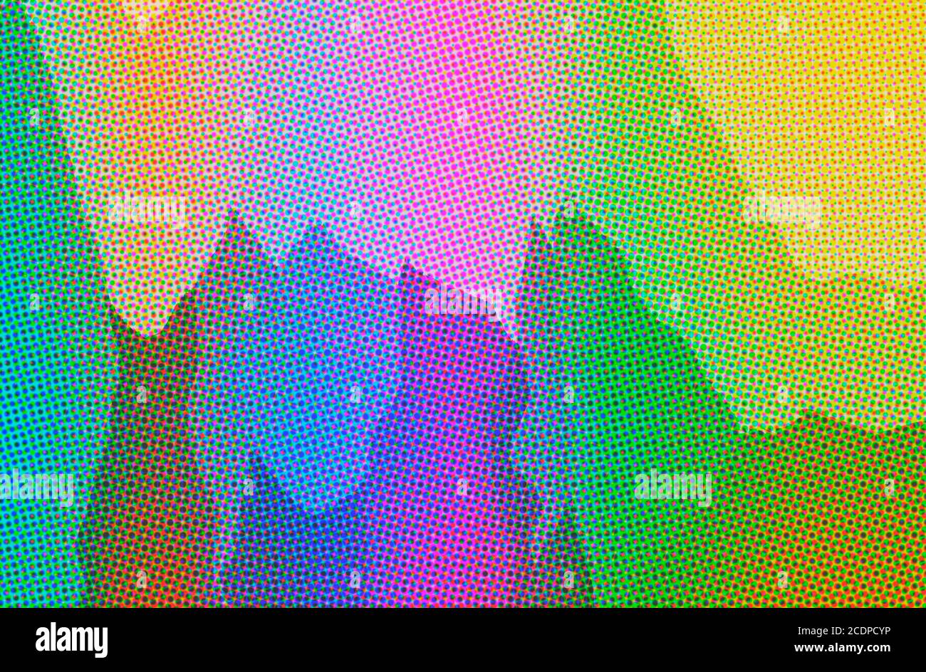 Abstract illustration of blue, green, yellow and red Dots background ...