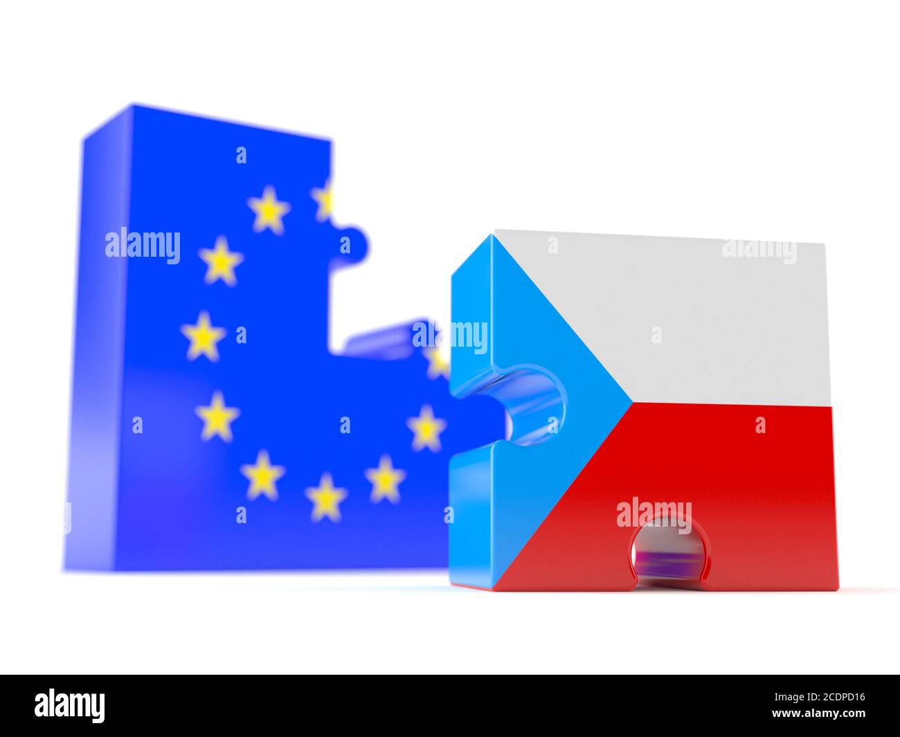 European union with czech republic flag isolated on white background ...