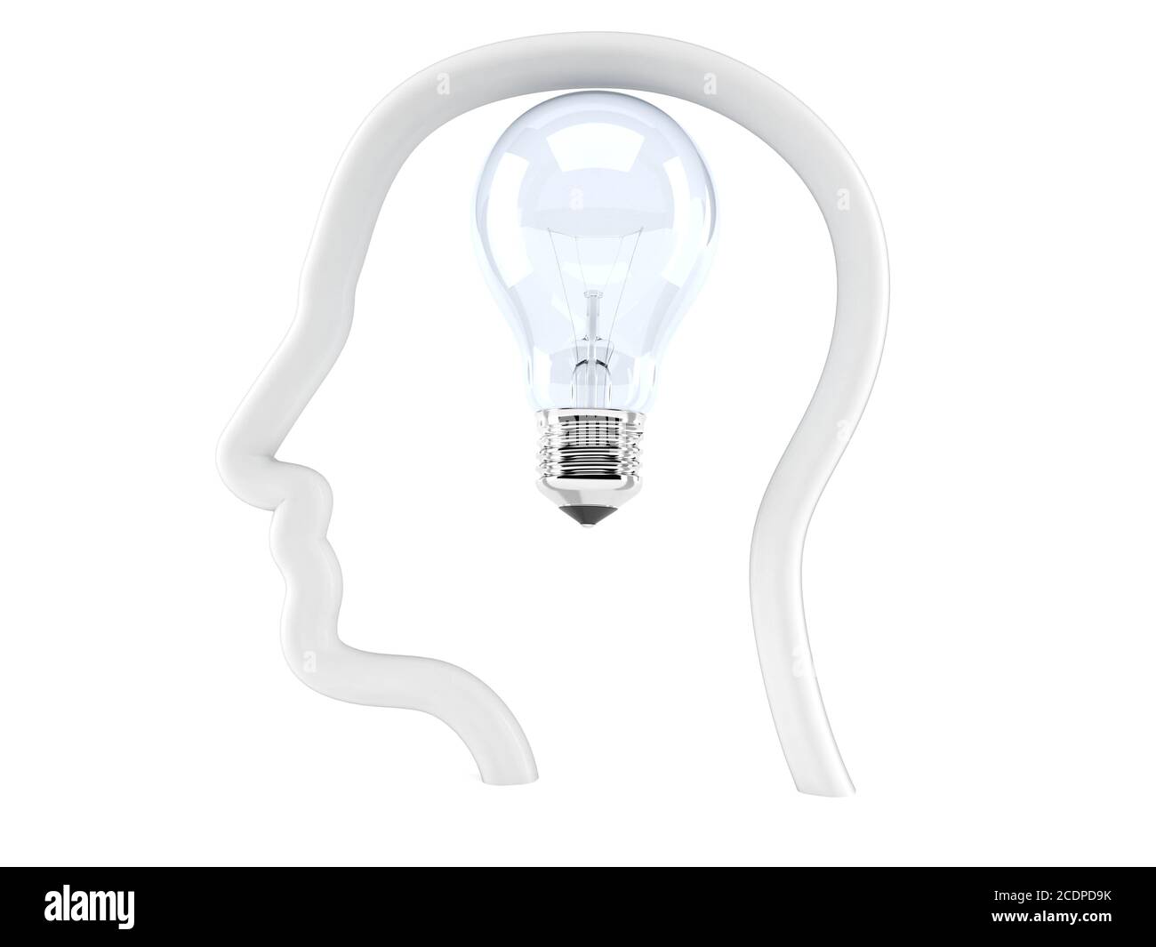 Light bulb with profil face isolated on white background Stock Photo ...