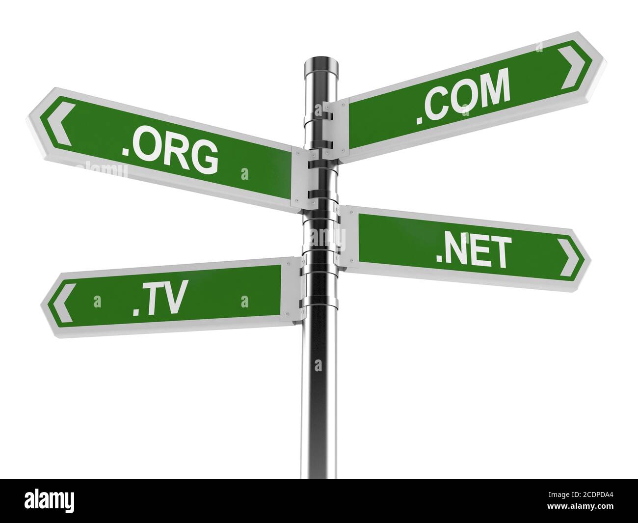 Domains names on signpost isolated on white background Stock Photo - Alamy