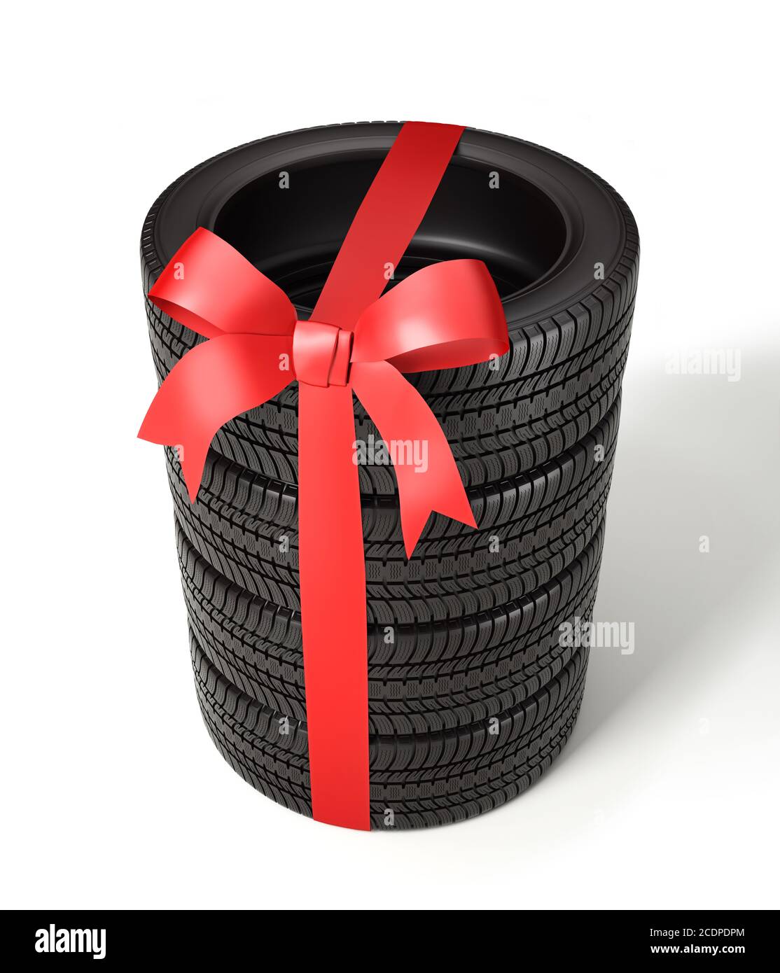 Set tyres as a gift on white background Stock Photo - Alamy
