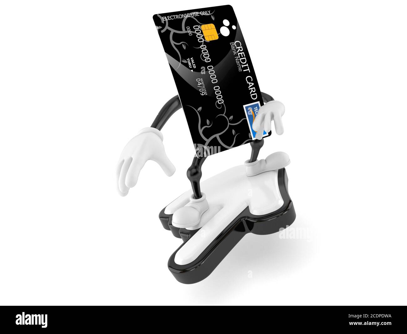Credit card character with cursor isolated on white background Stock ...
