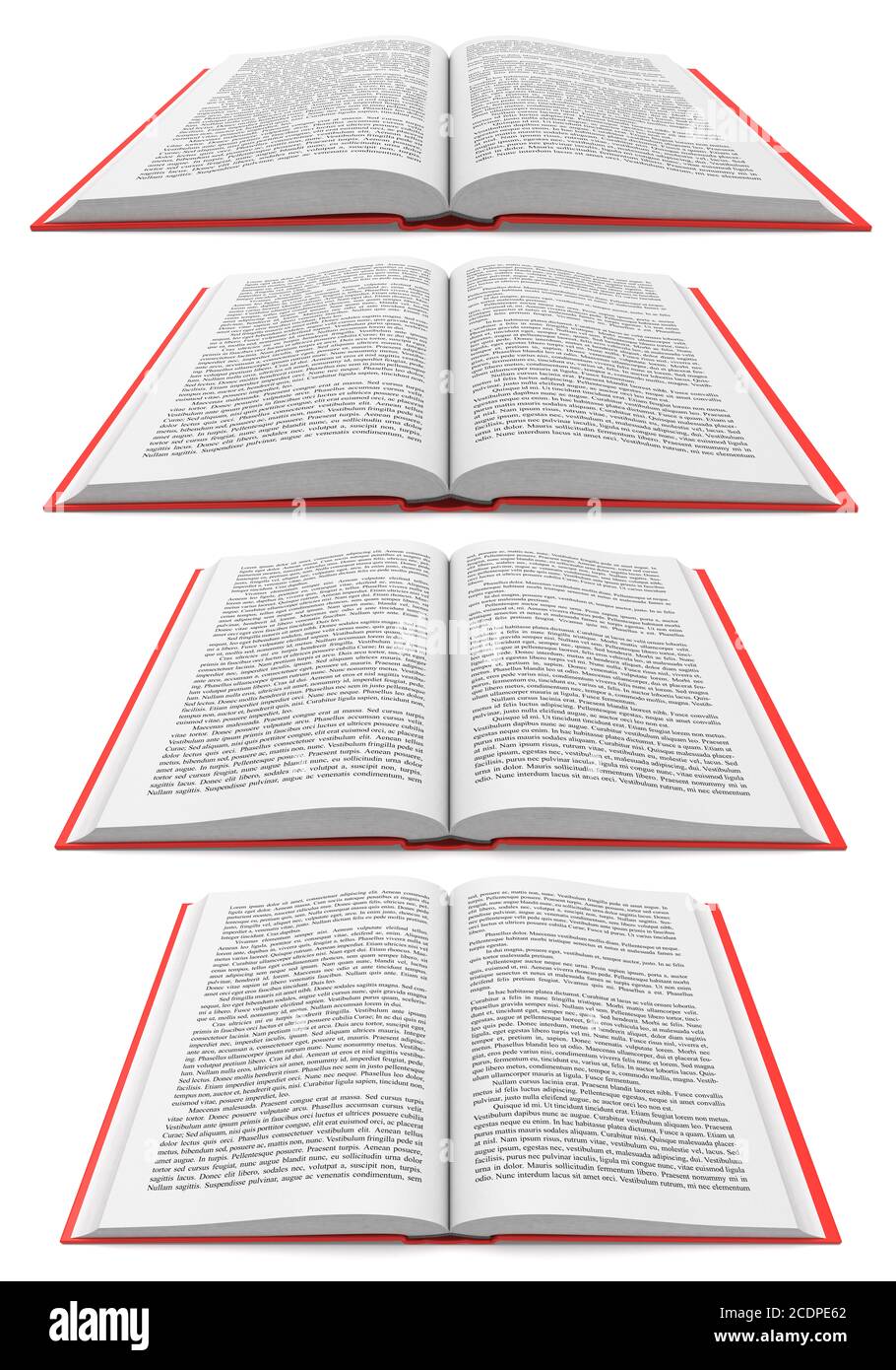 Open book in different perspectives on white background Stock Photo - Alamy